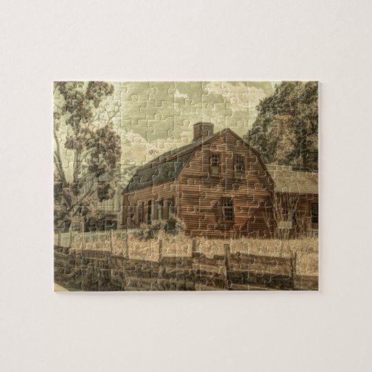 Rustic Western Country Farmhouse Chic Red Barn Jigsaw Puzzle | Zazzle.com