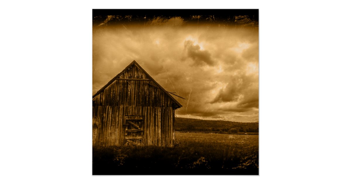 rustic western country farmhouse old barn poster | Zazzle