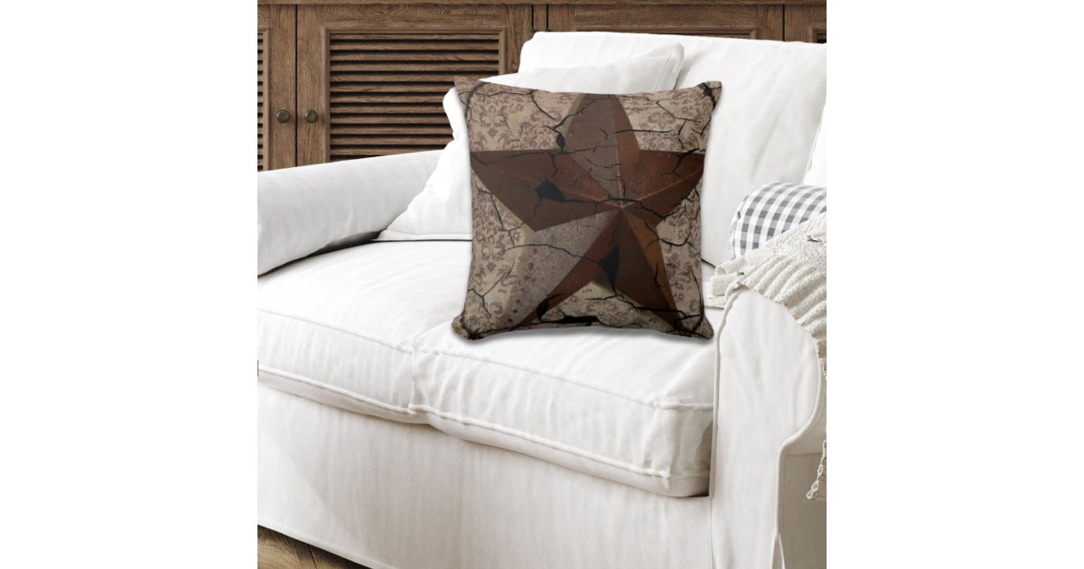 Rustic Western Country Primitive Texas Star Throw Pillow | Zazzle