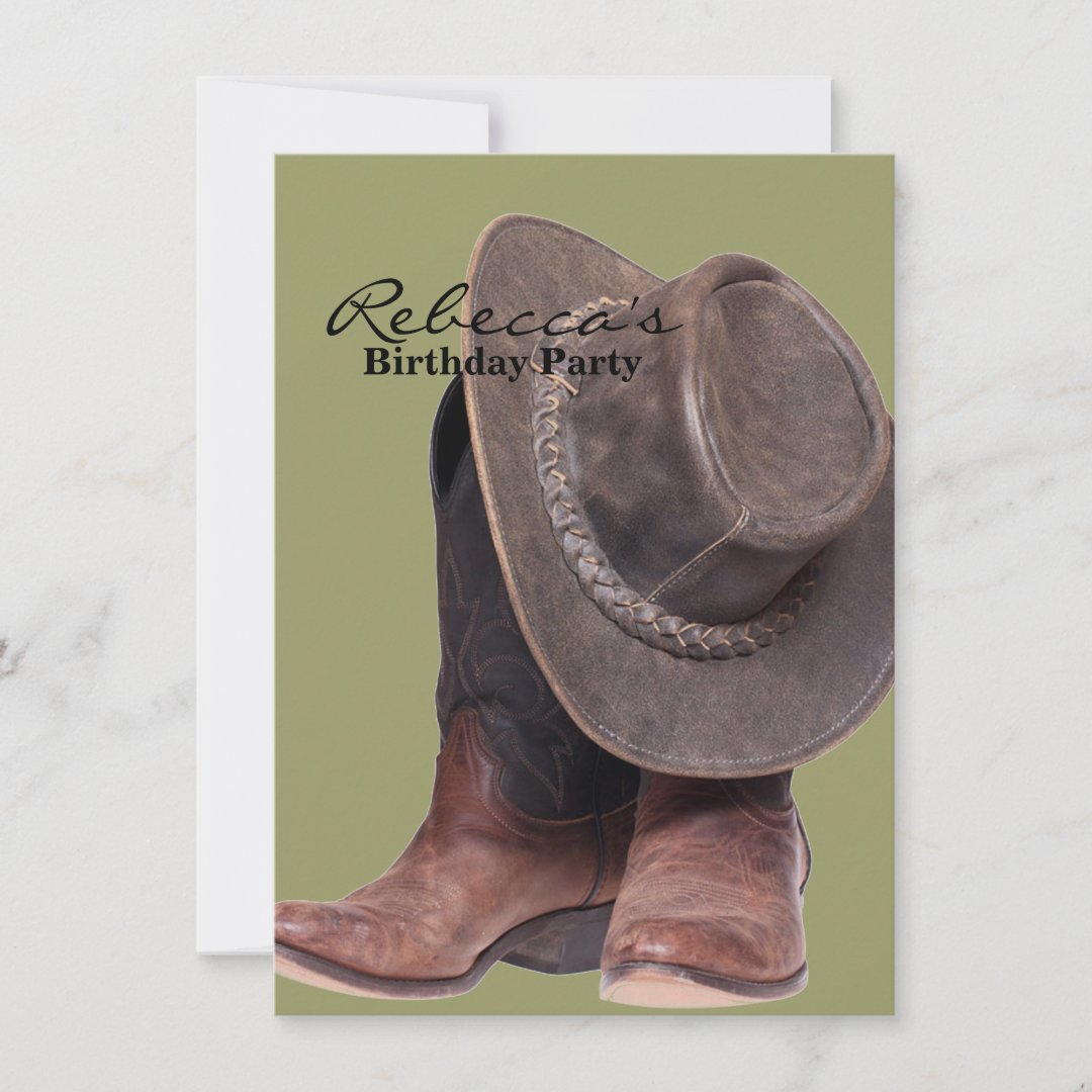 rustic western country rodeo cowboy boots invitation | Zazzle