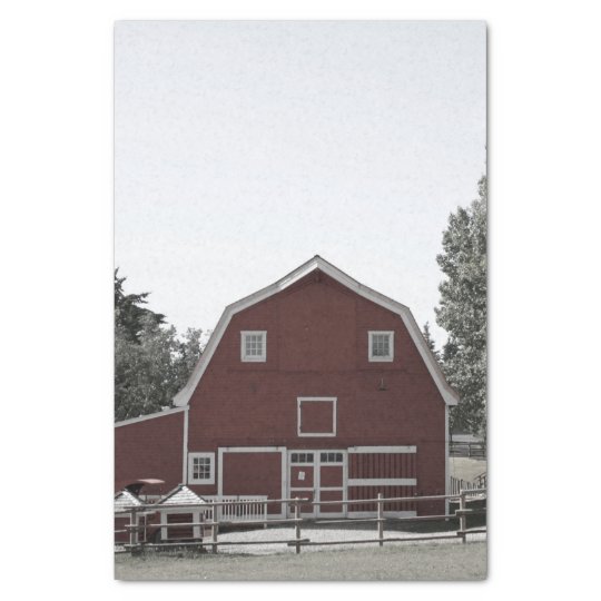Rustic western country rural farmhouse red barn tissue paper | Zazzle.com