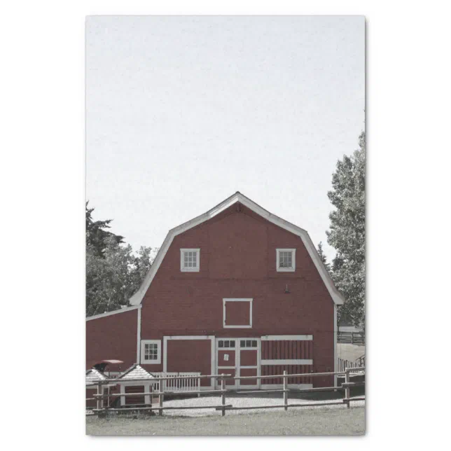 Rustic western country rural farmhouse red barn tissue paper | Zazzle