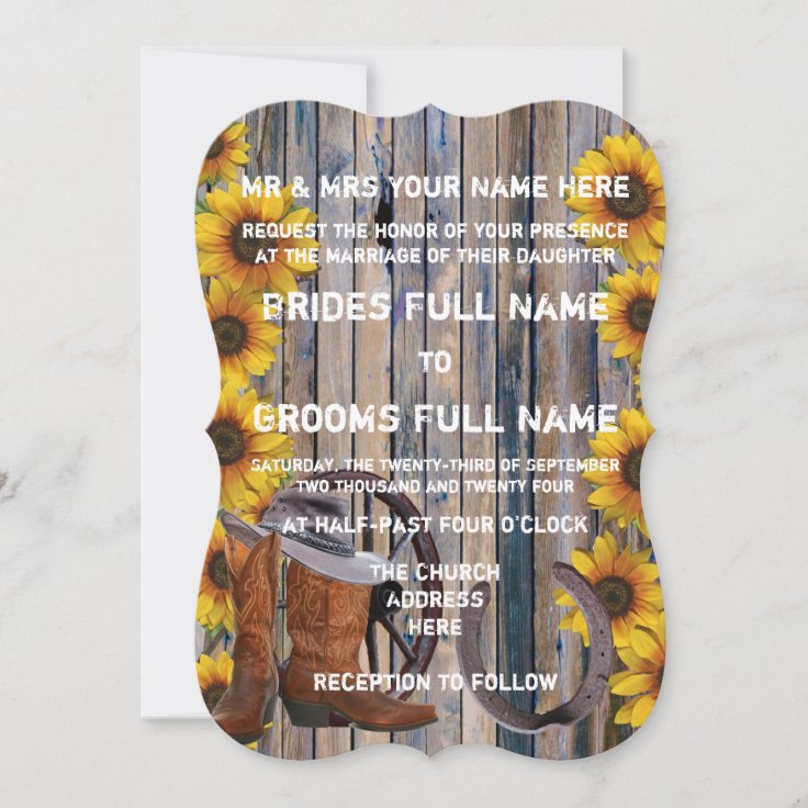 Rustic western country style cowboy wedding invitation | Zazzle