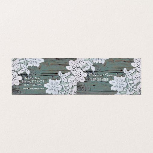 Rustic Western Country White Lace Teal Barn Wood Business Card | Zazzle