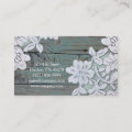 Rustic Western Country White Lace Teal Barn Wood Business Card | Zazzle