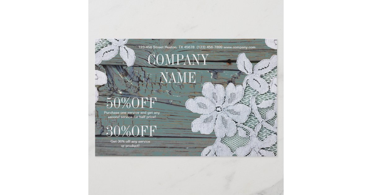 Rustic Western Country White Lace Teal Barn Wood Flyer | Zazzle
