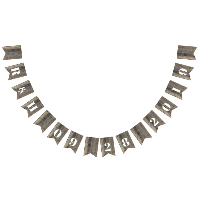 rustic western country woodgrain barn wedding bunting flags | Zazzle