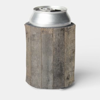 rustic western country woodgrain barn wedding can cooler | Zazzle