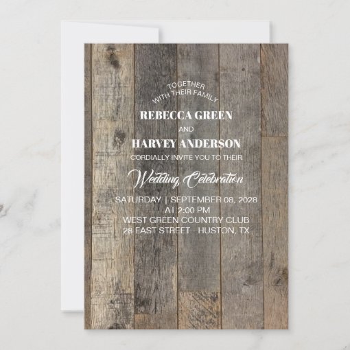 rustic western country woodgrain barn wedding invitation | Zazzle