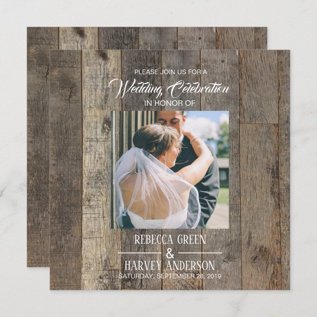 rustic western country woodgrain barn wedding invitation | Zazzle