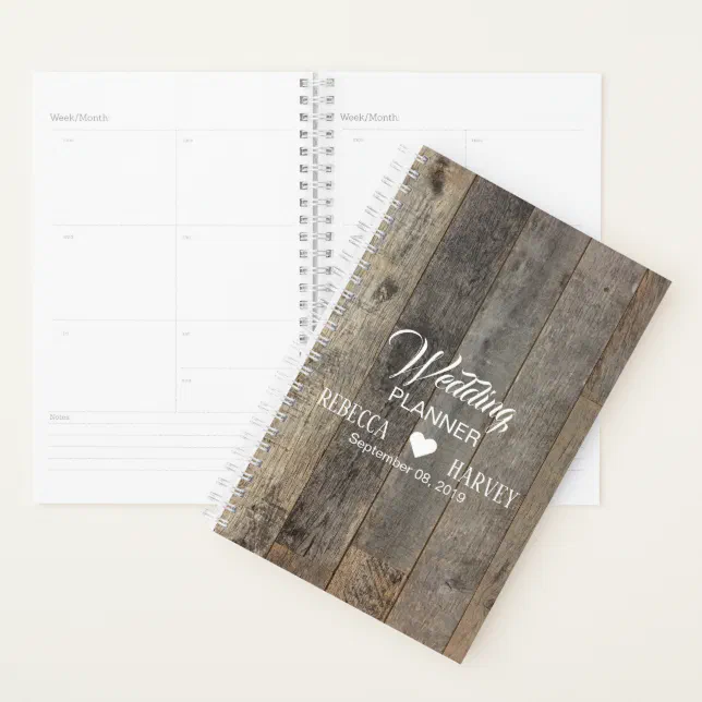 rustic western country woodgrain barn wedding planner | Zazzle