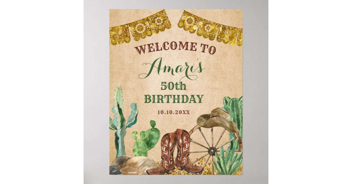 Rustic Western Cowboy Birthday Welcome Sign | Zazzle
