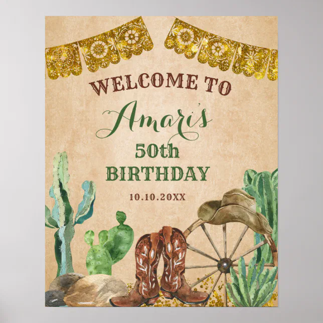 Rustic Western Cowboy Birthday Welcome Sign | Zazzle