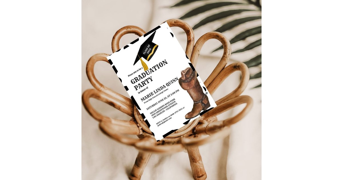 Rustic Western Cowboy Graduation Party Invitation | Zazzle