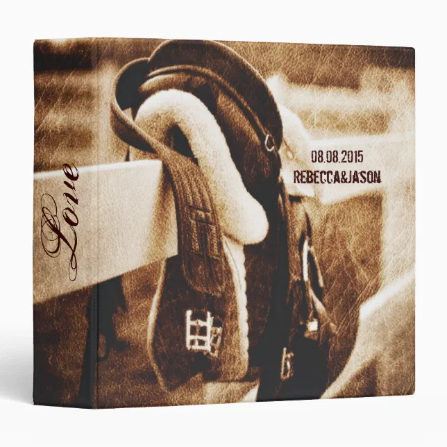 Rustic western cowboy horse saddle wedding binder | Zazzle