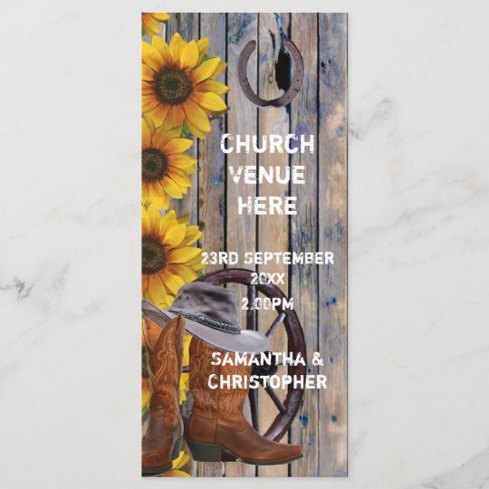 Rustic western cowboy theme church wedding program | Zazzle.com