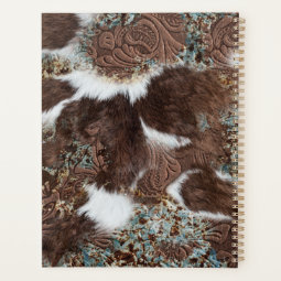 Rustic Western Cowhide Brown Leather Planner | Zazzle