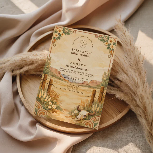 Rustic Western Desert Wedding Invitation | Zazzle