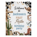 Rustic Western First Rodeo 1st Birthday Welcome Poster | Zazzle