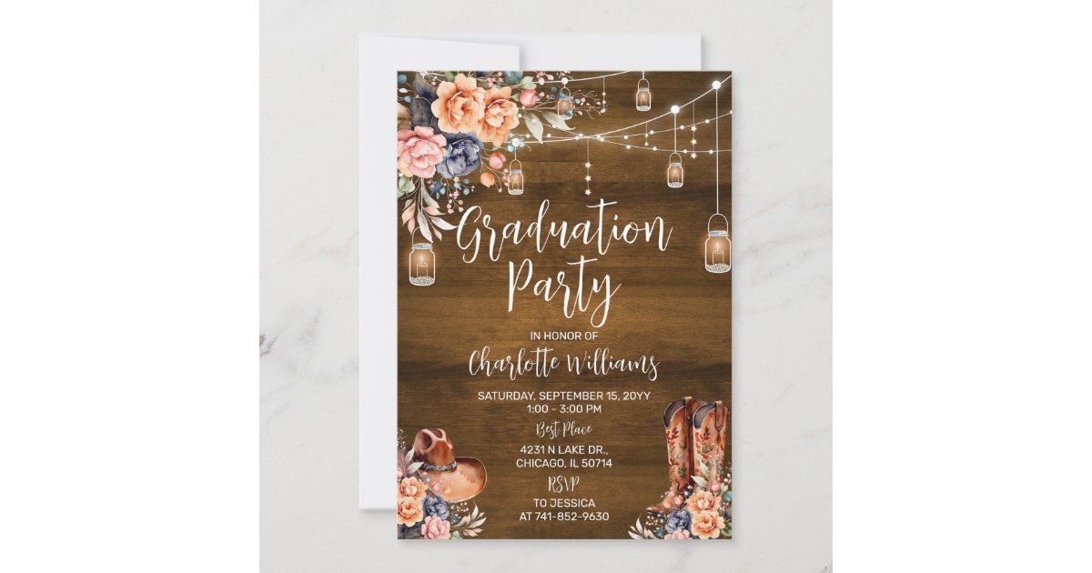Rustic Western Graduation Party Invitation | Zazzle