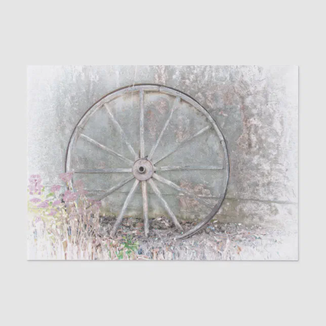 Rustic Western Gray White Distressed Wagon Wheel Tissue Paper | Zazzle