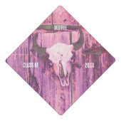 Rustic Western Pink Bull Skull Graduation Cap Topper | Zazzle