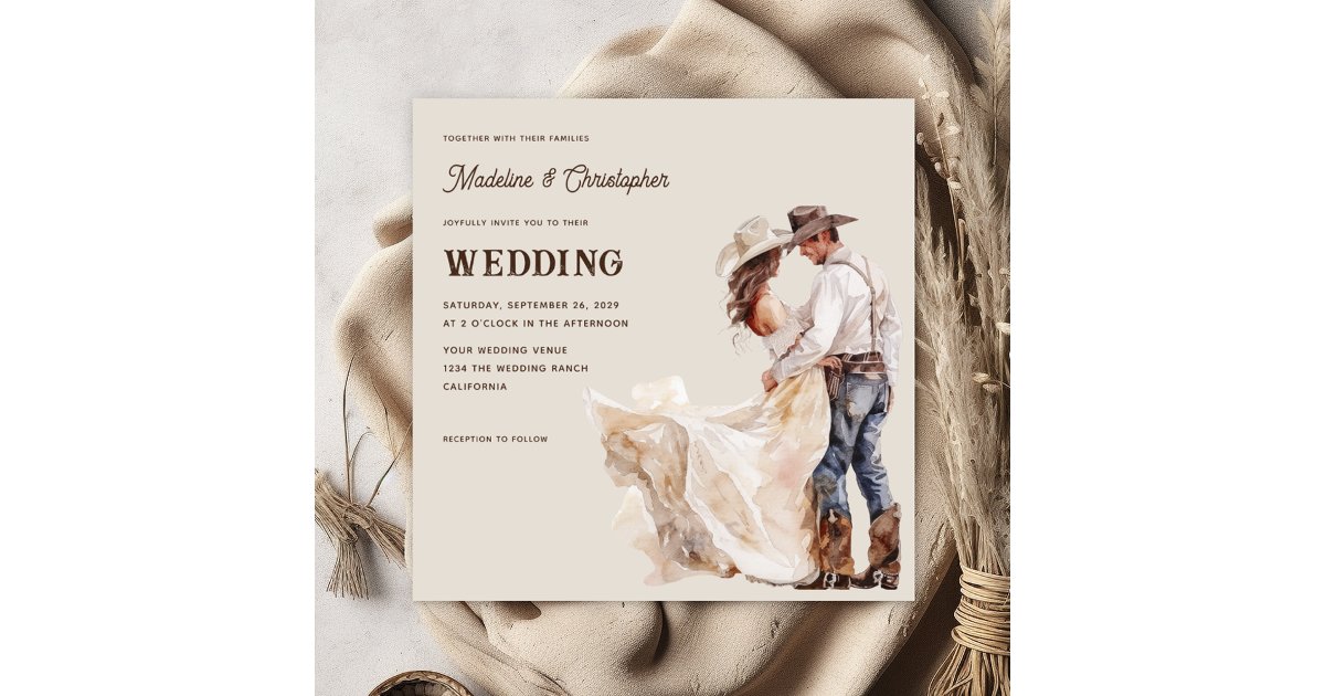 Rustic Western Ranch Wedding Invitation | Zazzle