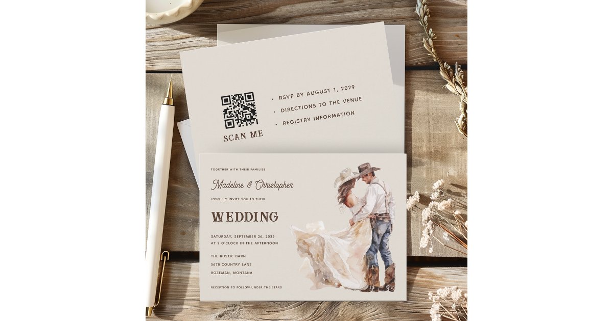 Rustic Western Ranch Wedding Invitation | Zazzle