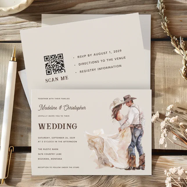Rustic Western Ranch Wedding Invitation | Zazzle