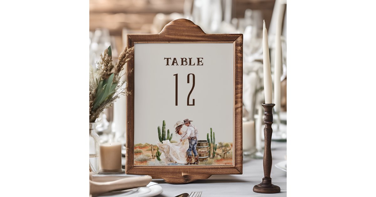 Rustic Western Ranch Wedding Table Number | Zazzle