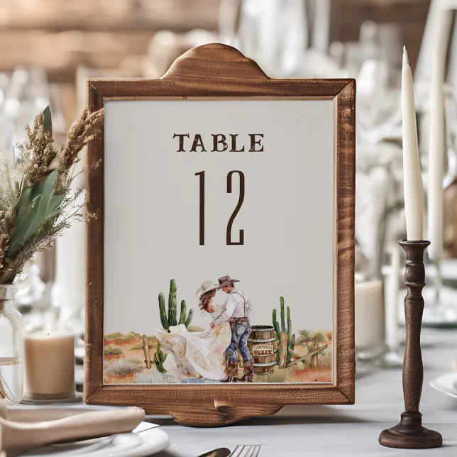 Rustic Western Ranch Wedding Table Number | Zazzle