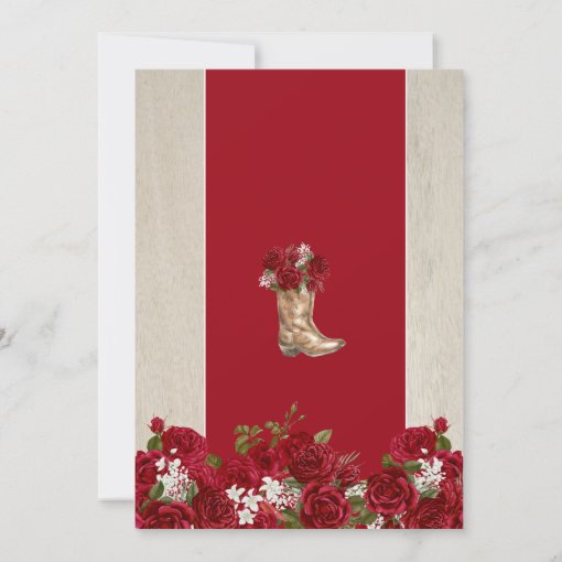 Rustic Western Red Roses Floral Charro Quinceanera Invitation | Zazzle