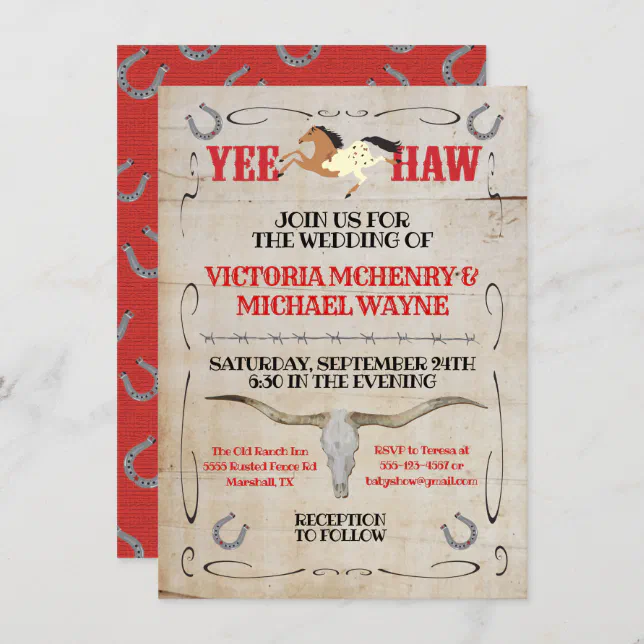 Rustic Western Rodeo Cowboy Wedding Invitation | Zazzle
