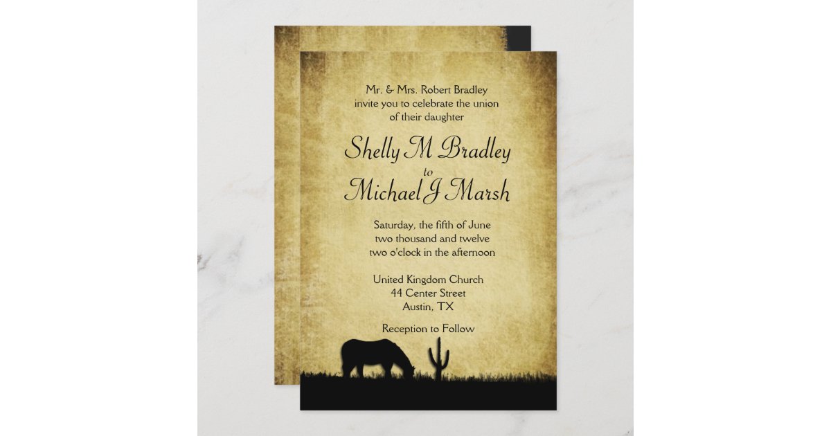 Rustic Western Theme Wedding Invitation | Zazzle