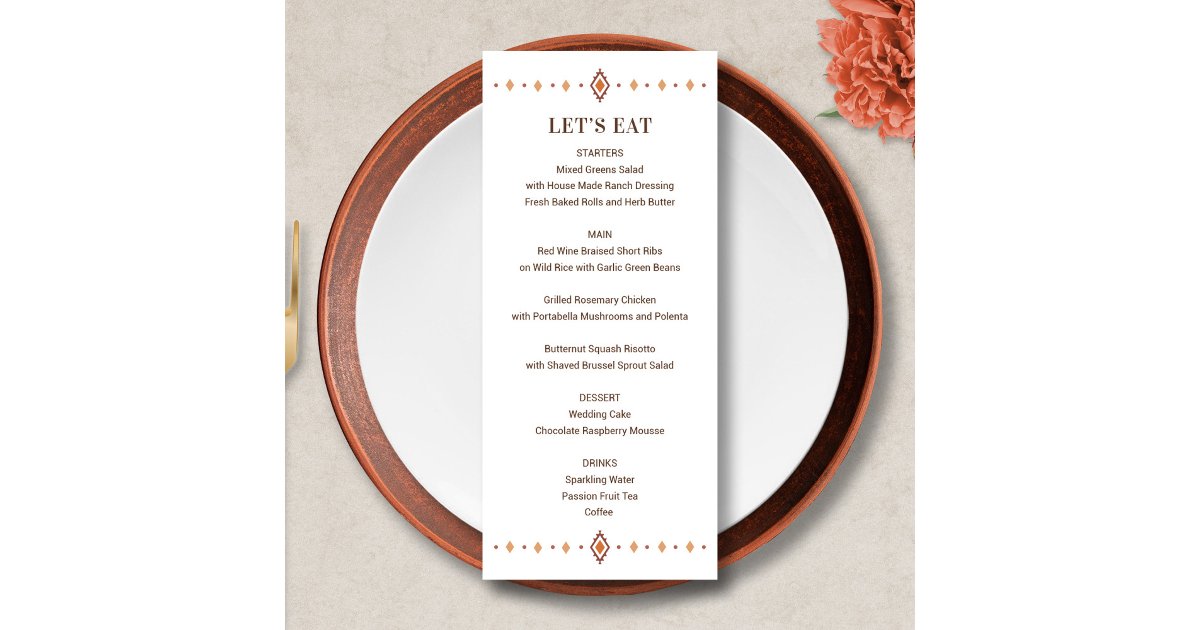 Rustic Western Wedding Menu | Zazzle