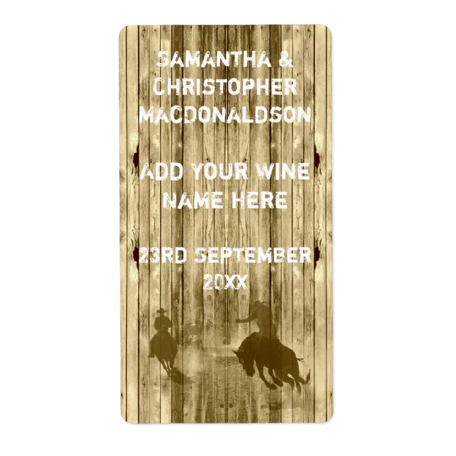Rustic western wild west cowboy wine label | Zazzle