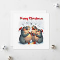 Rustic Whimsical Cute Nice Hippo Winter Caroling Holiday Card | Zazzle