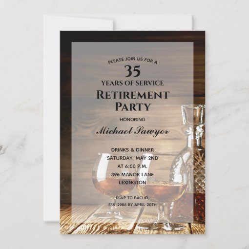 Rustic Whiskey Retirement Party Invitation | Zazzle