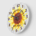 Rustic White Barn Wood Sunflower Personalized Name Large Clock | Zazzle