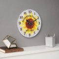 Rustic White Barn Wood Sunflower Personalized Name Large Clock | Zazzle