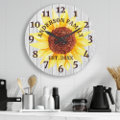 Rustic White Barn Wood Sunflower Personalized Name Large Clock | Zazzle