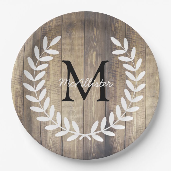 Rustic White Country Laurels Light Barn Wood Paper Plates | Zazzle.com