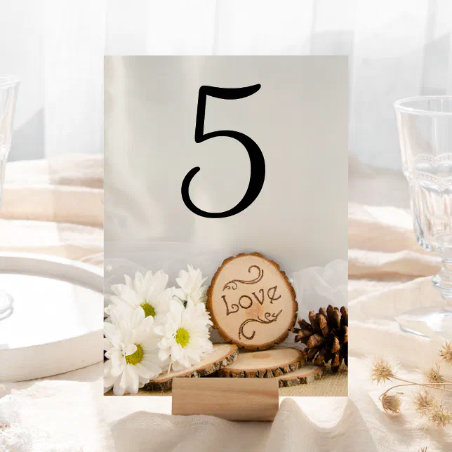 Rustic White Daisies Woodland Wedding Table Number | Zazzle