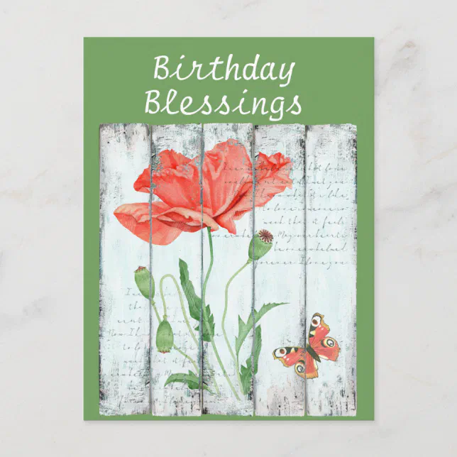 Rustic White Fence Floral Inspirational Birthday Postcard | Zazzle