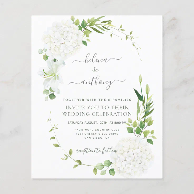 Rustic white hydrangea Wedding Invitation | Zazzle