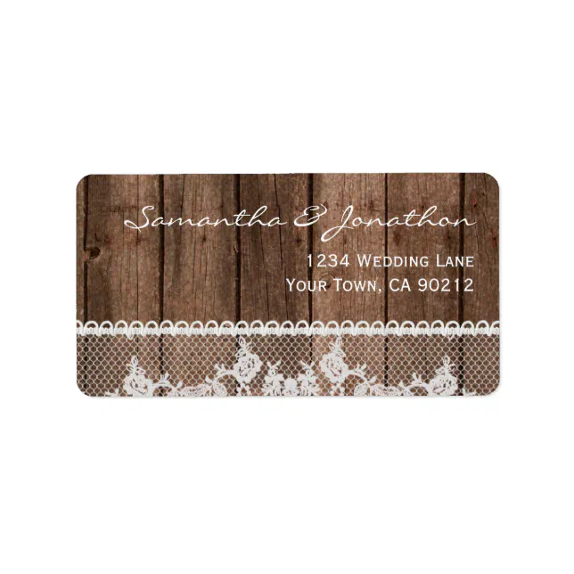 Rustic White Lace and Wood Label | Zazzle