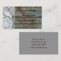 rustic white lace teal barn wood wedding business card | Zazzle
