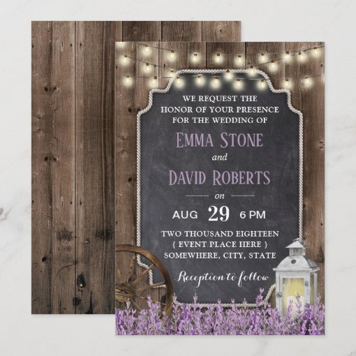 Rustic White Lantern Lavender Floral Wedding Invitation | Zazzle
