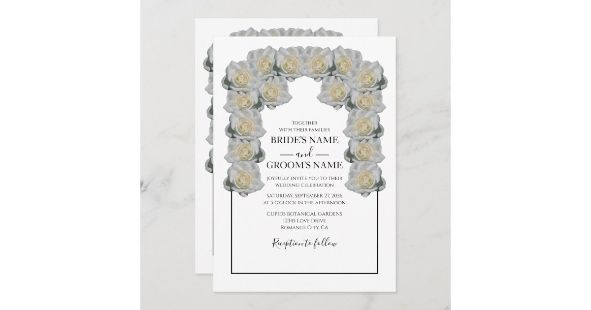 Rustic White Roses Wedding Invitations | Zazzle