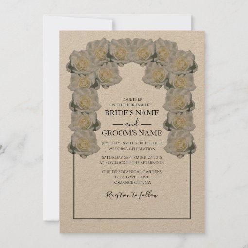 Rustic White Roses Wedding Invitations | Zazzle